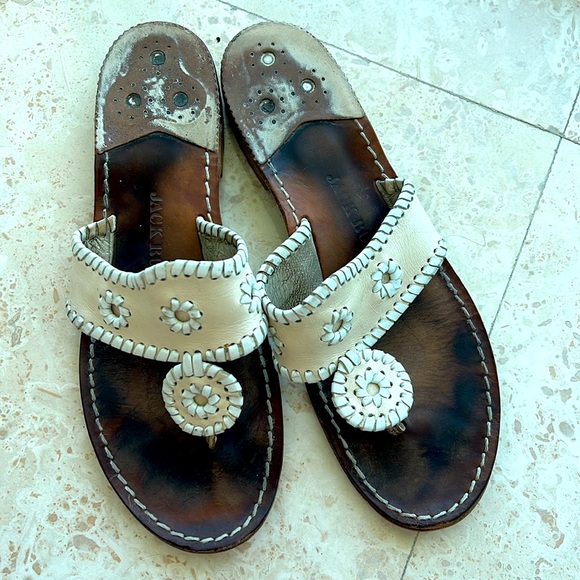 Jack Rogers | Shoes | Jack Rogers Size 9 Bone And White Slide Jacks ...